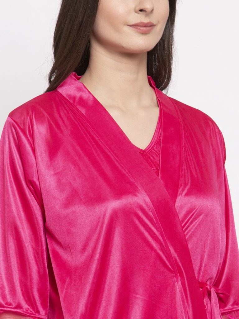 Fancyra Night dress Night Wear Two Piece Satin Silk Women Nighty with ...